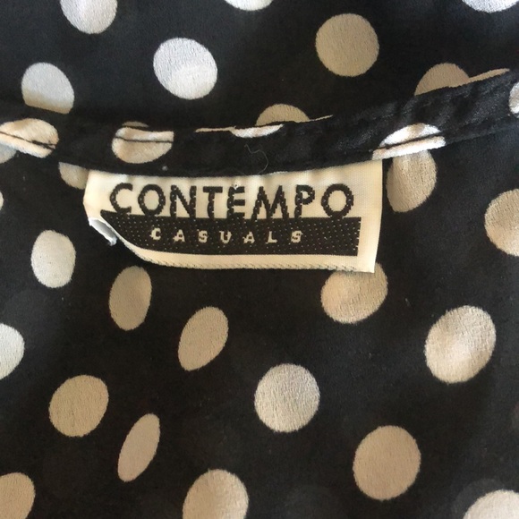 Contempo | Dresses | Vintage Contempo Casuals Black And White Polka Dot ...